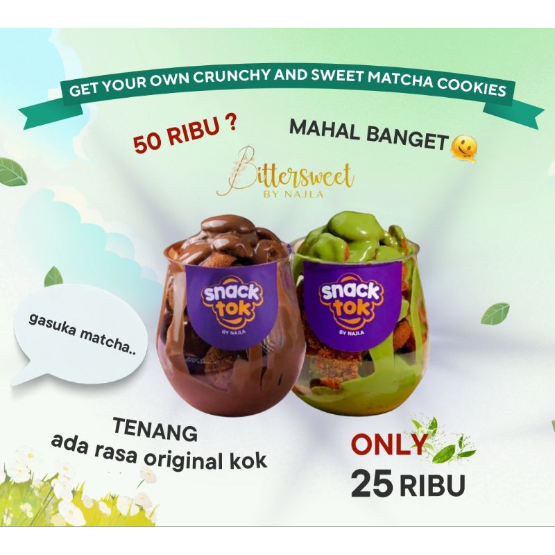 Jual Snacktok Bittersweet by Najla - Matcha & Choco Milk | Shopee Indonesia