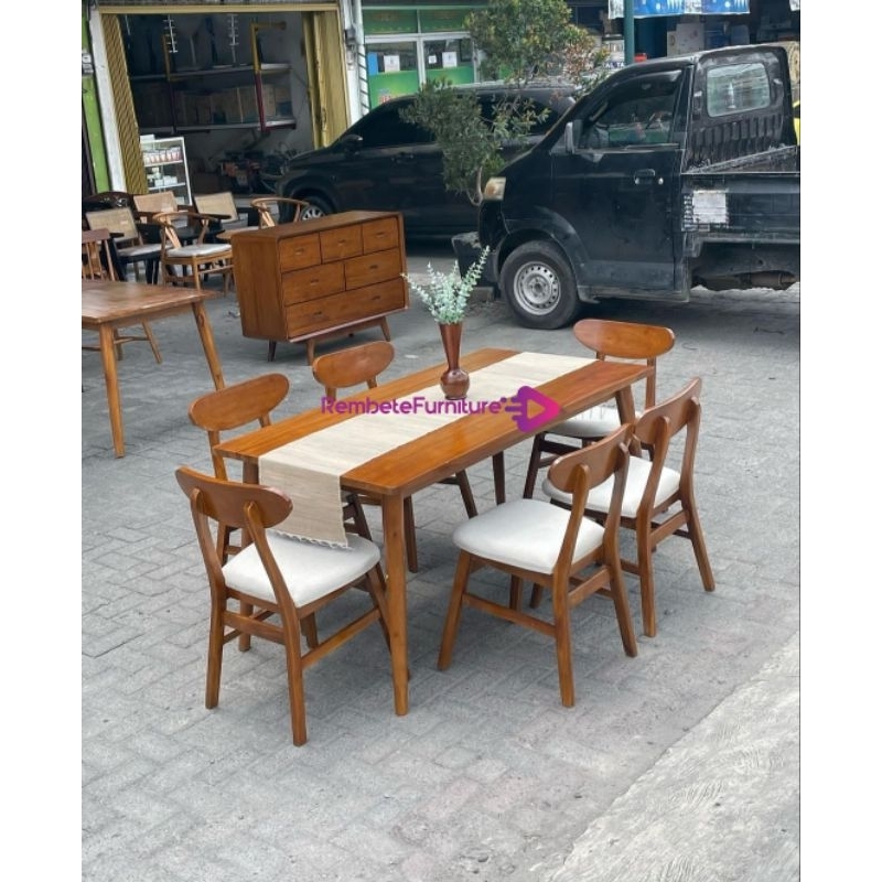 Jual Rembete Jati - Set Meja Kursi Ropan Meja Makan Retro Minimalis Kursi Ropan Kayu Jati ...
