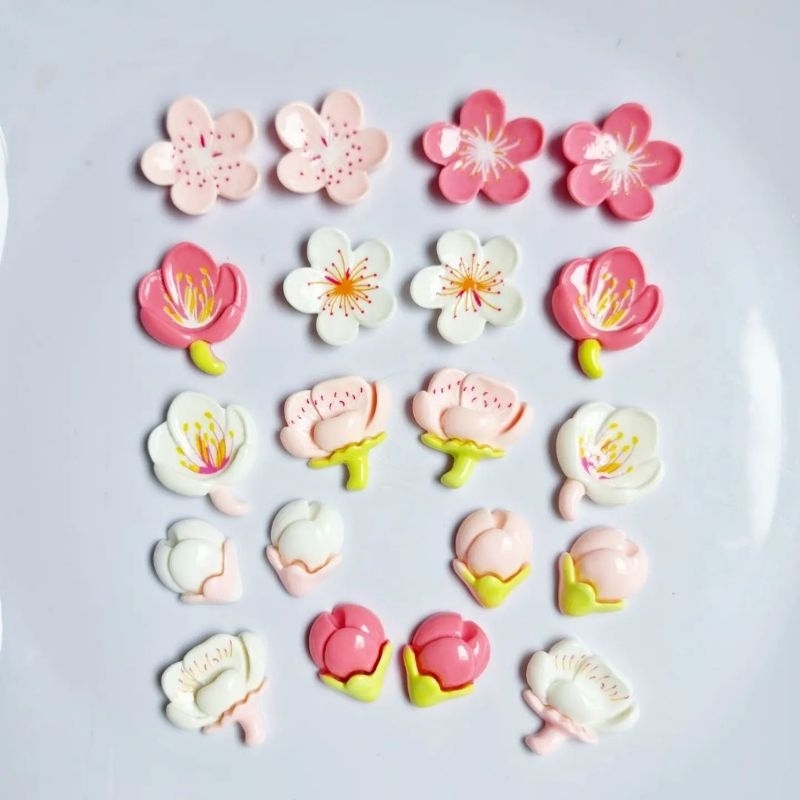 Jual 10PCS RESIN CLAY CHERRY BLOSSOM | CLAY BUNGA CANTIK | Shopee Indonesia