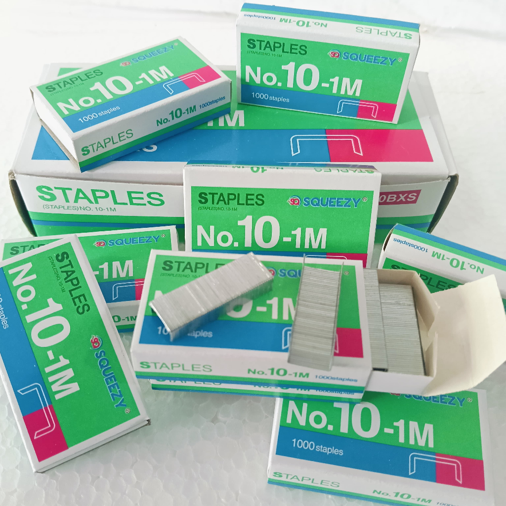 Jual ISI STAPLES KECIL 1 BOX ISI 10 SQUEEZY ISI STAPLER NO 10 HD-10 ...