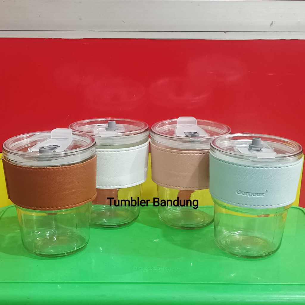 Jual cangkir mug gelas slub glass tutup sedotan kaca cantik lucu unik ...