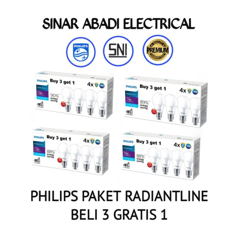 Jual Paket Lampu LED PHILIPS 5W 7W 9W 11W RadiantLine Beli 3 Gratis 1 ...