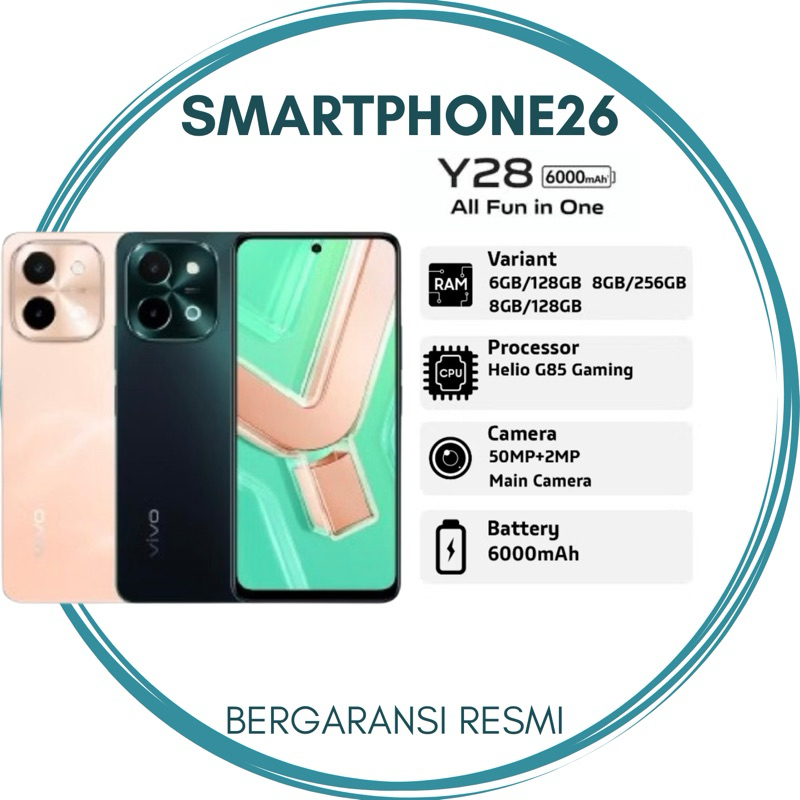 Jual VIVO Y28 RAM 8/128GB | 6/128GB 6000MAH GARANSI RESMI | Shopee Indonesia