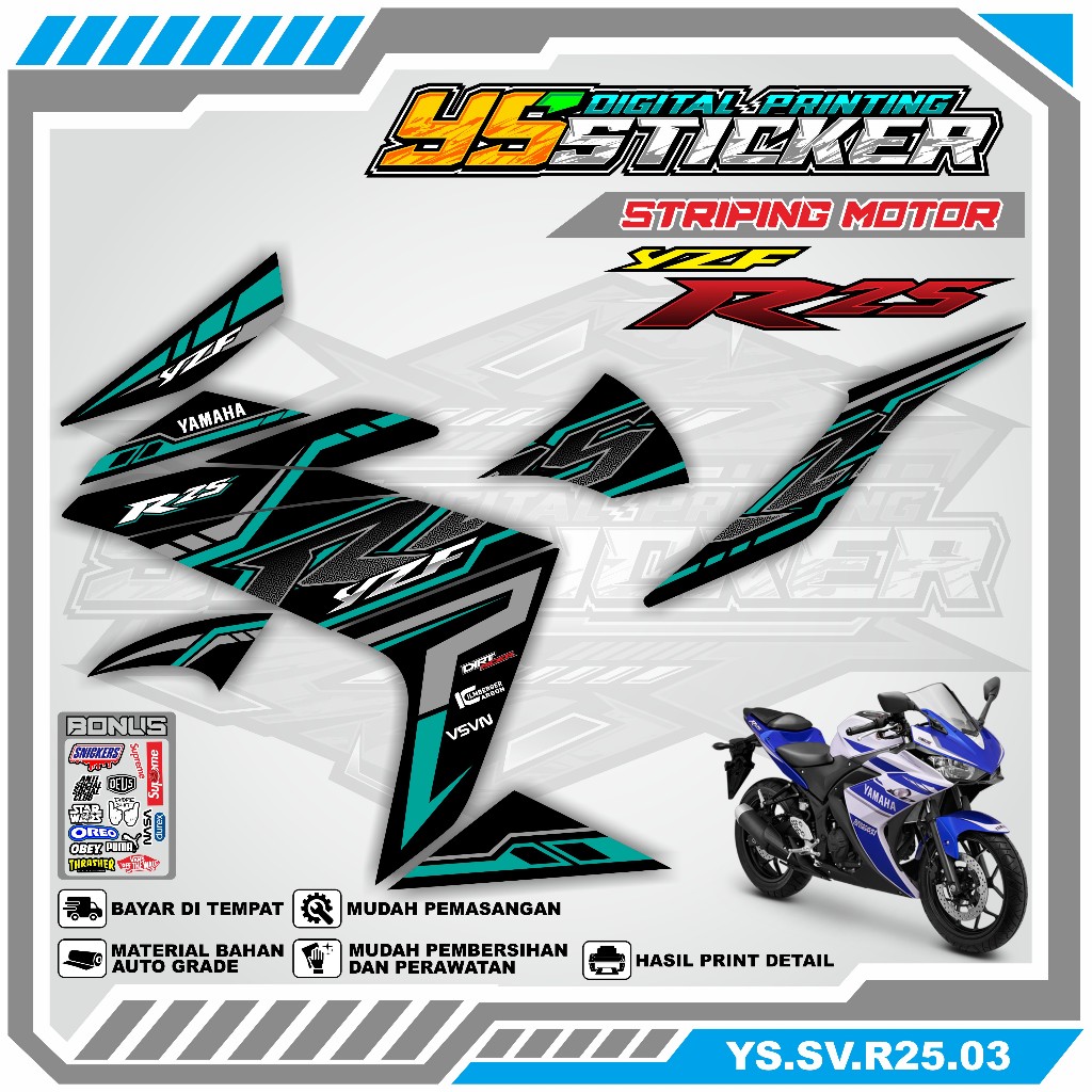 Jual Decal Striping YAMAHA R 25 - Stiker Modifikasi Variasi Vinyl ...