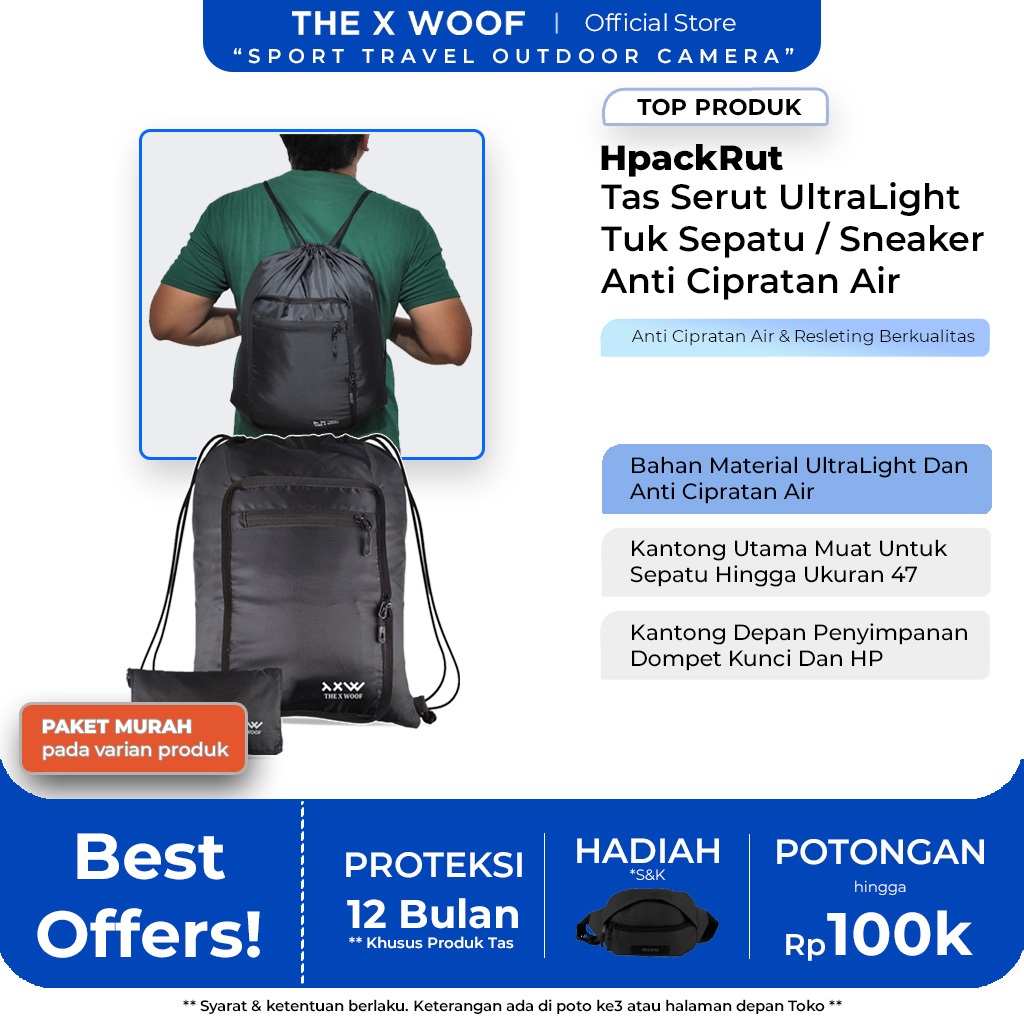 Jual Tas Sepatu Olahraga Tas Serut Sepatu The X Woof HpackRut1 | Shopee ...