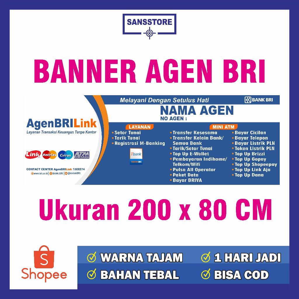Jual SPANDUK BANNER AGEN BRI 200X80 CM | Shopee Indonesia