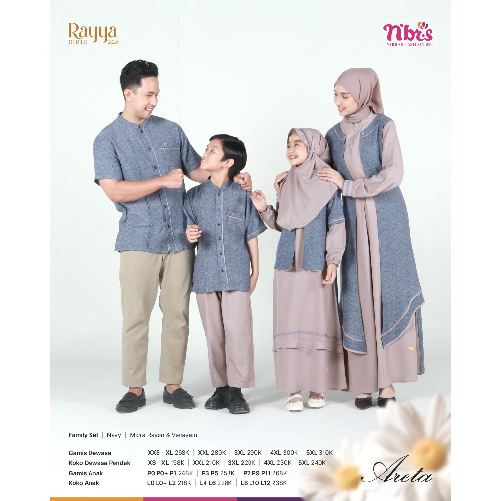 Jual New Release Sarimbit Rayya 2025 ARETA Series NAVY Material Micra ...