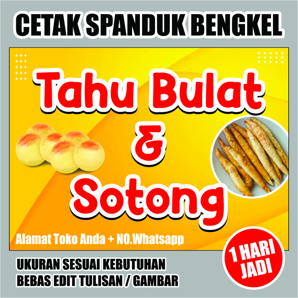 Jual spanduk banner tahu bulat dan sotong benner tahu bulat sotong | Shopee Indonesia