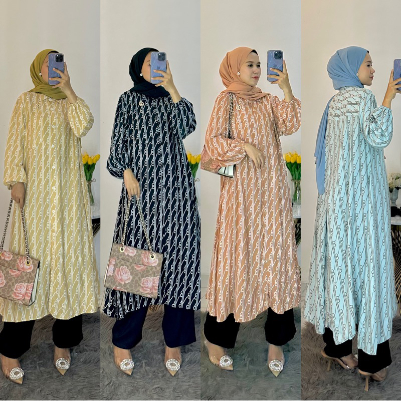 Jual oneset long tunik rayon (belakang silang) | Shopee Indonesia