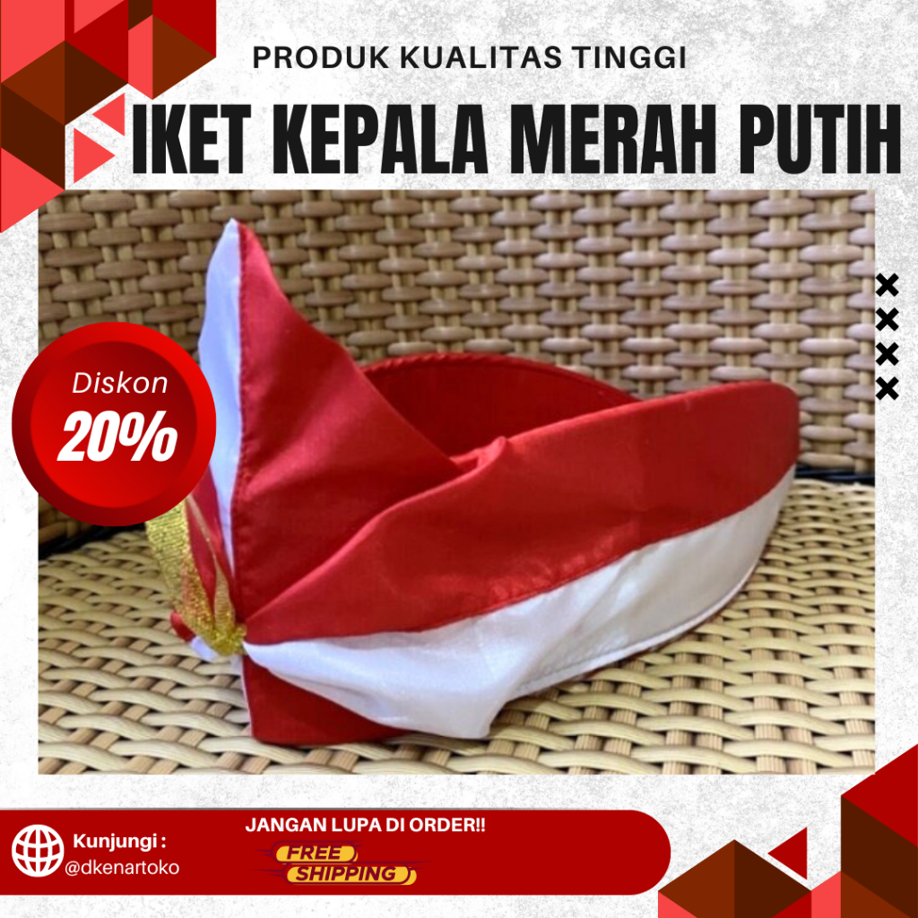 Jual iket kepala / bando merah putih / udeng merah putih|TOPI/BENDO ...