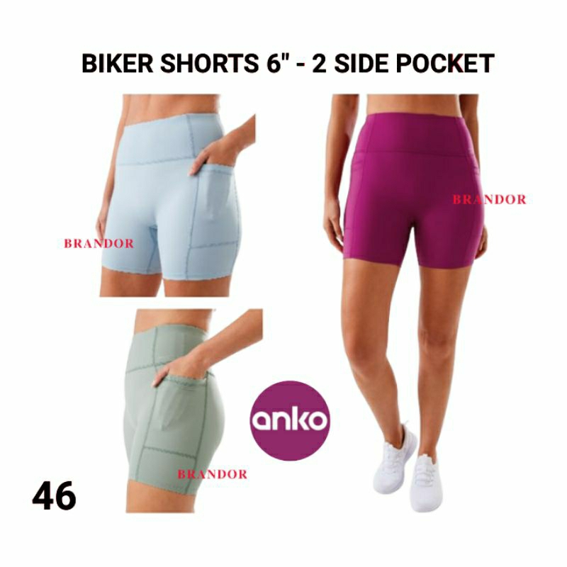 Jual ANSH46 - HIGH WAIST BIKE SHORTS 6" - 2 SIDE POCKET - Anko ...