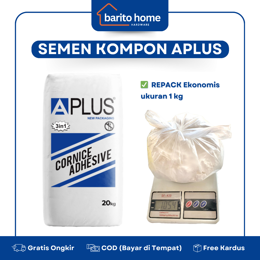Jual Semen Kompon Aplus Gypsum Cornice Adhesive Ecer Repack 1 Kg / Dempul Semen Compound A Plus ...
