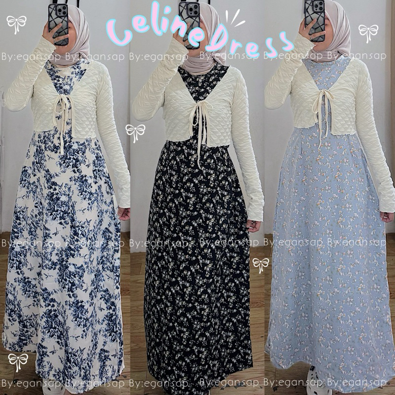 Jual EGANSAP | Celline Inner Dress Flora Motif Bunga | Shopee Indonesia