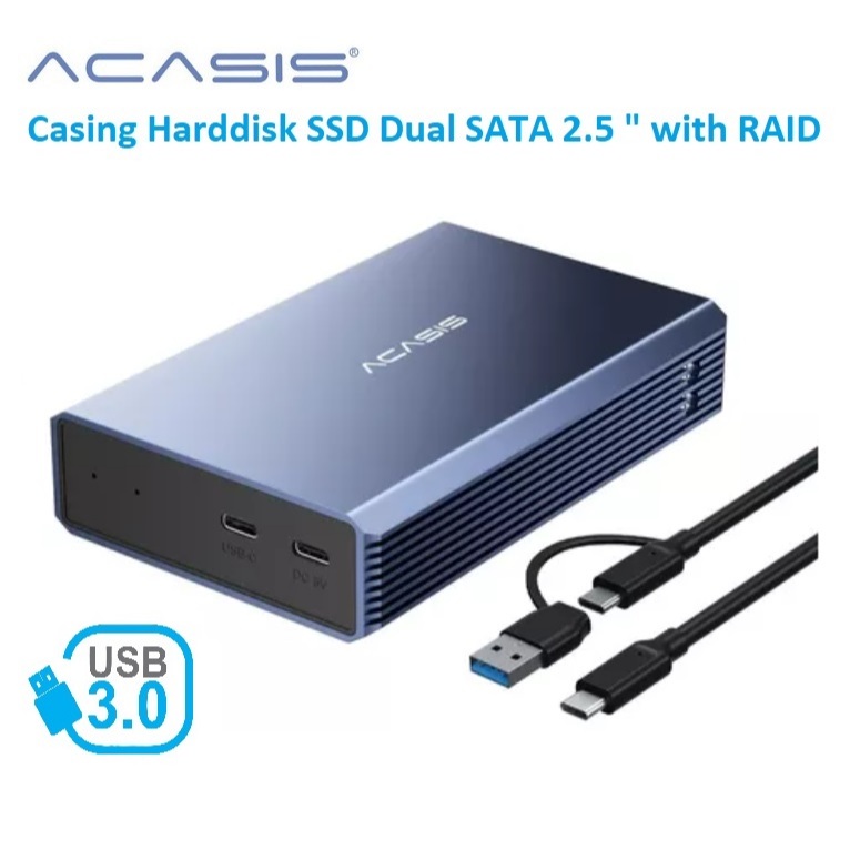 Jual Casing Harddisk SSD Dual SATA 2.5" USB 3.0 Support RAID Enclosure ...