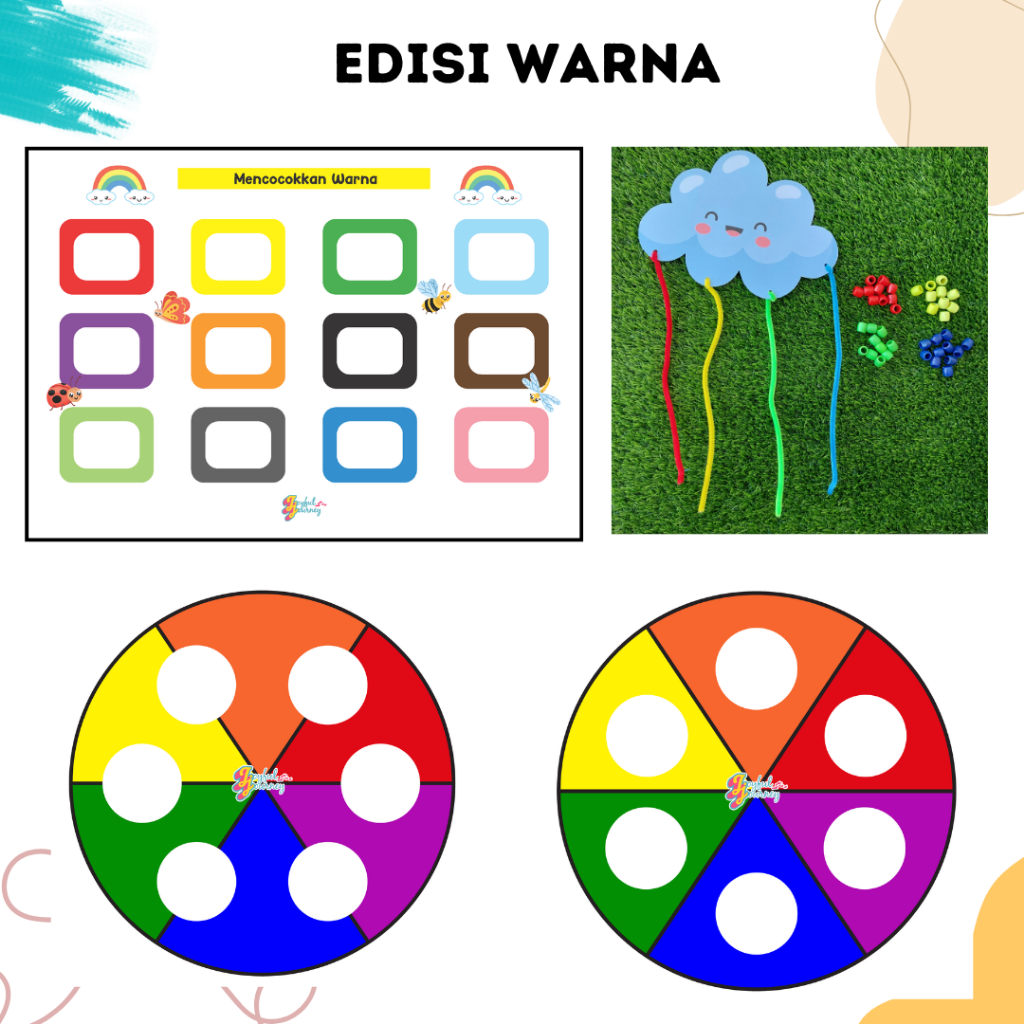 Jual Worksheet Warna/Lembar Kerja Belajar Warna/Mengenal Warna/Mainan ...