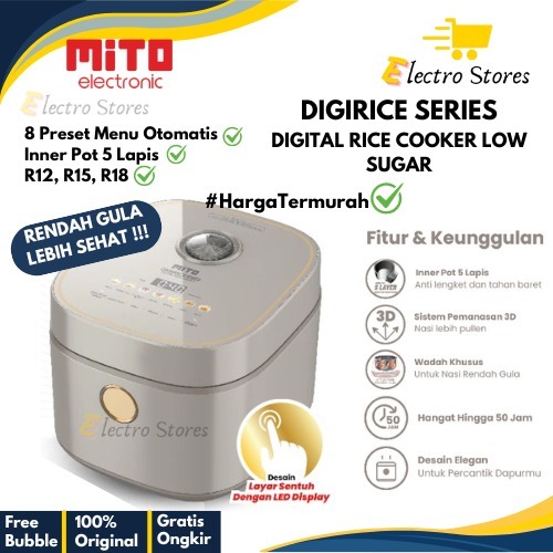 Jual MITO Digital Rice Cooker R12 / R15 / R18 Digirice Series Low Sugar ...