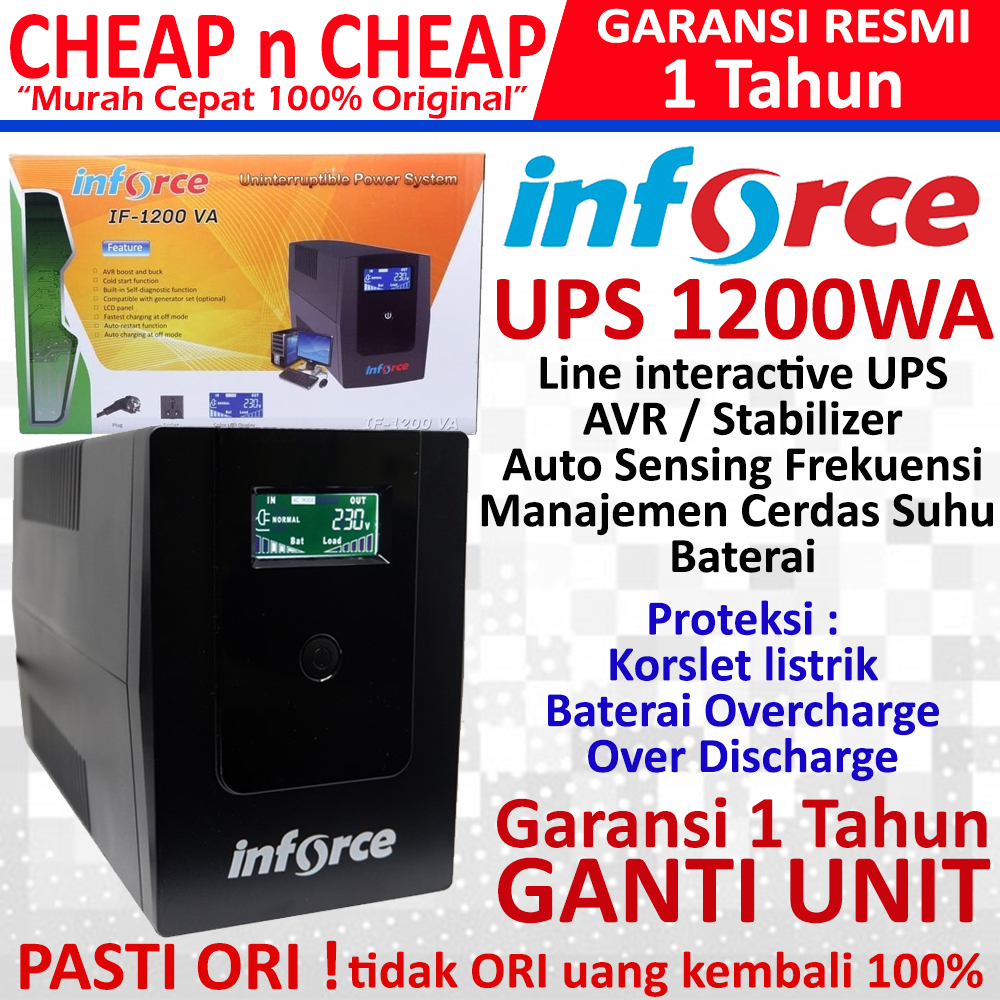 Jual UPS Inforce 1200WA LED + Stabilizer 720watt Garansi 1 Tahun Ganti ...