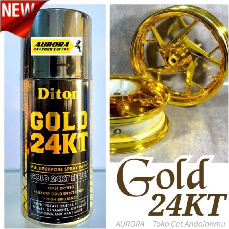 Jual Cat Pilok Diton Gold 24KT 300ml Series Emas Spray Paint Pilox ...