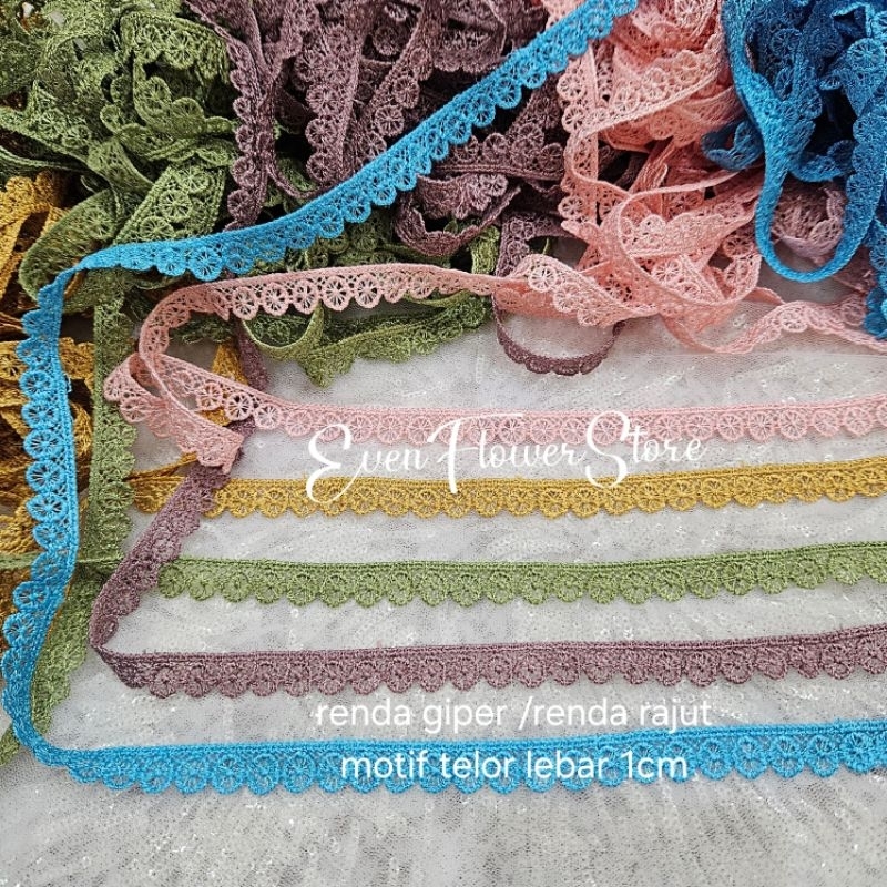 Jual per1roll renda giper/renda rajut motif telor lebar1cm | Shopee ...