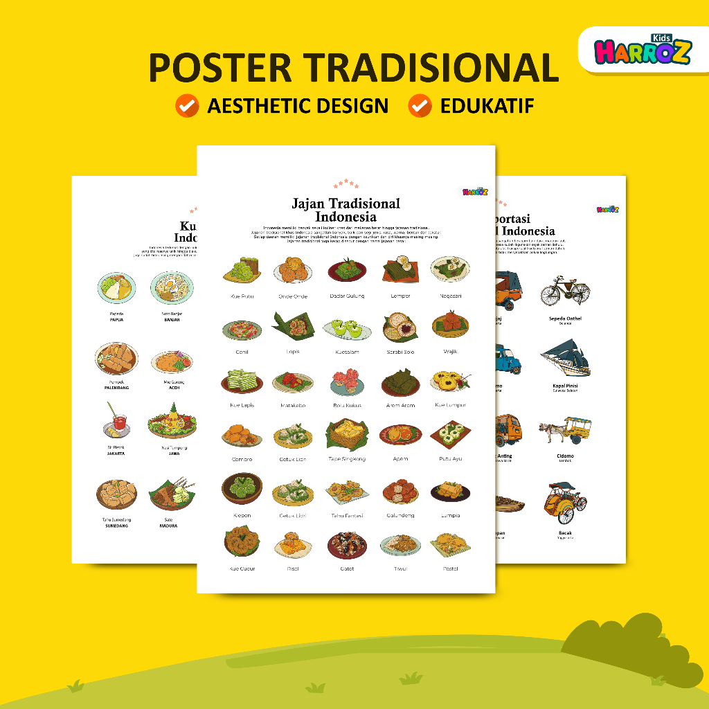 Jual Poster A3 Tradisional Kuliner Indonesia Jajan Tradisional ...