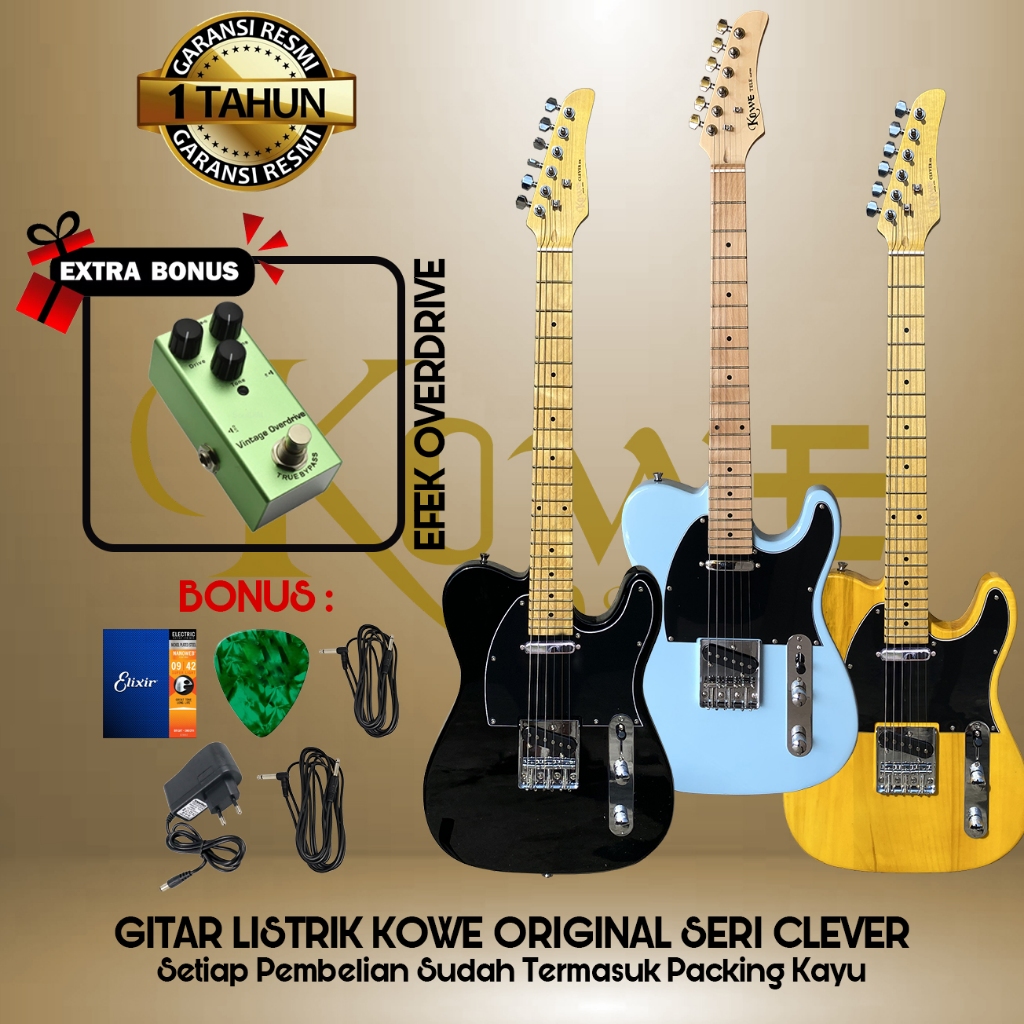 Jual Gitar Elektrik Merk Kowe Original Seri Clever Free Efek Gitar ...