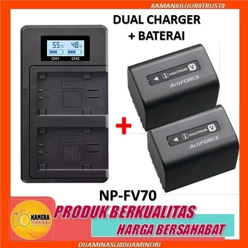 Jual PAKET BATERAI SONY NP-FV70 + DUAL CHARGER BC-TRV | Shopee Indonesia