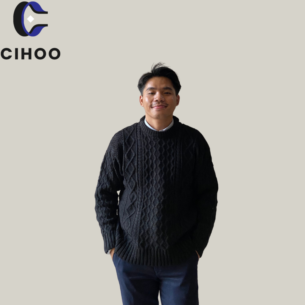 Jual CIHOO BLACK KNIT SWEATER TEBAL | Shopee Indonesia