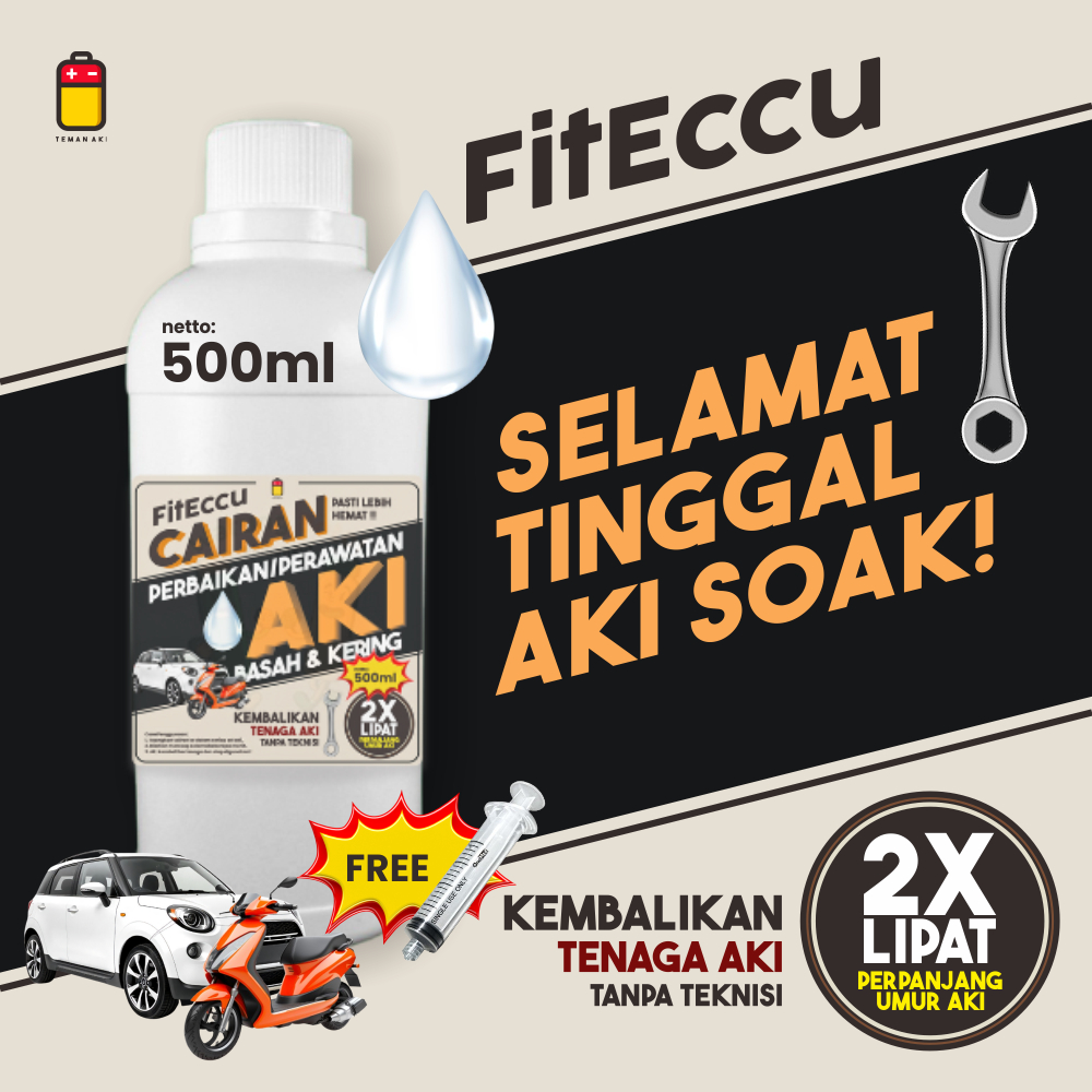 Jual FitEccu Air Aki Kering Cairan Vitamin Perbaikan Perawatan Aki Eccu ...