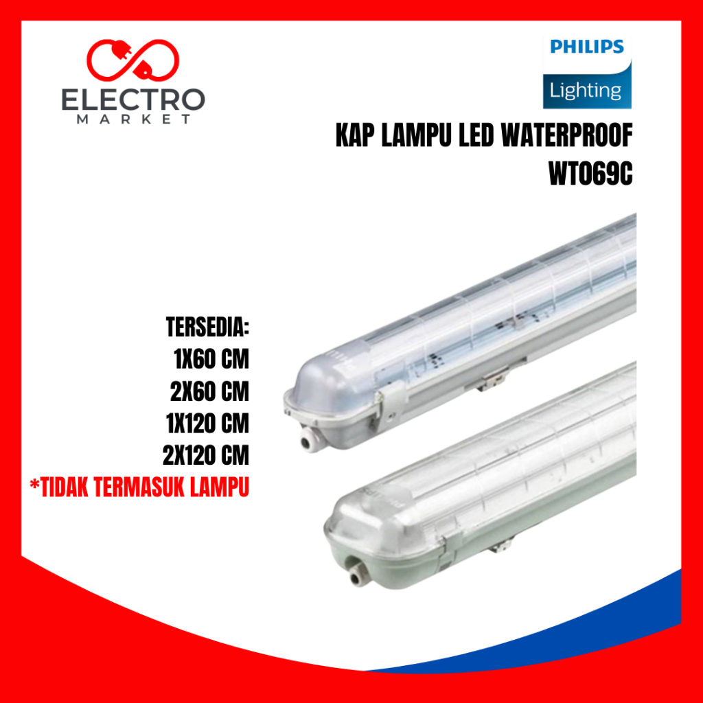 Jual PHILIPS Kap Waterproof LED WT069C SE L600 L1200 | Kap TL LED Tahan ...