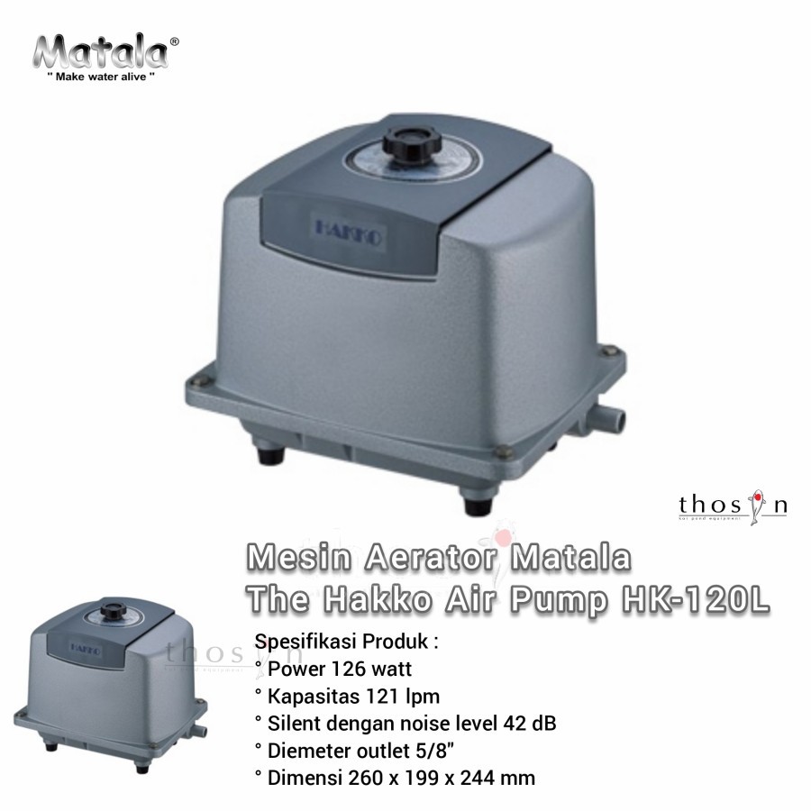 Jual Mesin Aerator Pompa Udara Gelembung Kolam Air Pump Matala Hakko HK ...