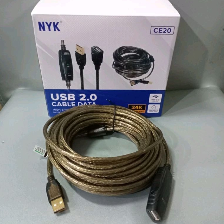 Jual USB 2.0 Cable Data 10 Meter NYK CE20 Aktif Kabel Extender ...