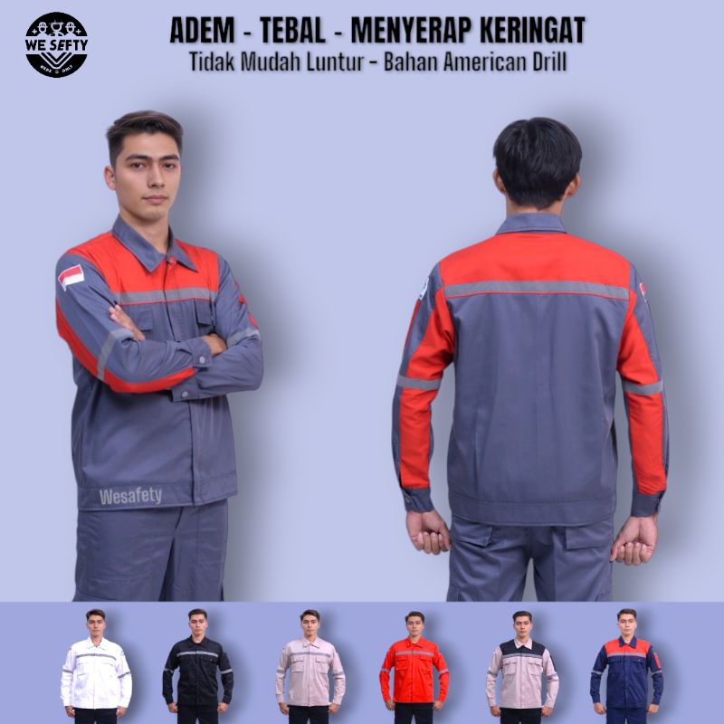 Jual ABU MERAH - Workware & Uniform Atasan Baju seragam kerja Lengan ...