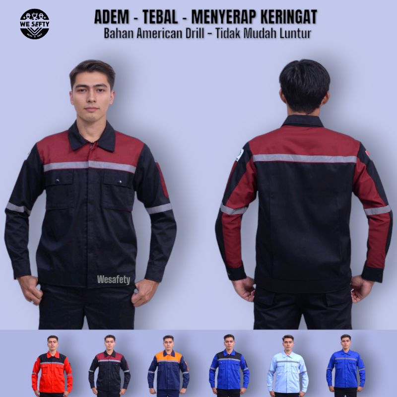 Jual HITAM MAROON - Workware & Uniform Atasan Baju seragam kerja Lengan ...