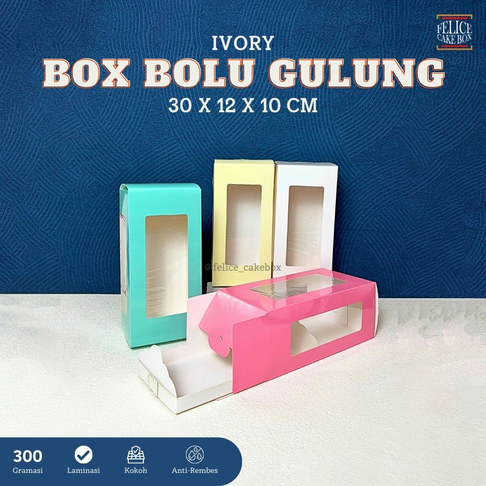 Jual BOX BOLU GULUNG 30X12X10 CM isi 10 pcs FREE THANKYOU CARD / DUS ...
