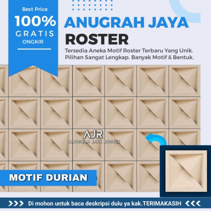 Jual Roster Pagar Dinding Motif Durian Arrow | Roster Beton Minimalis ...