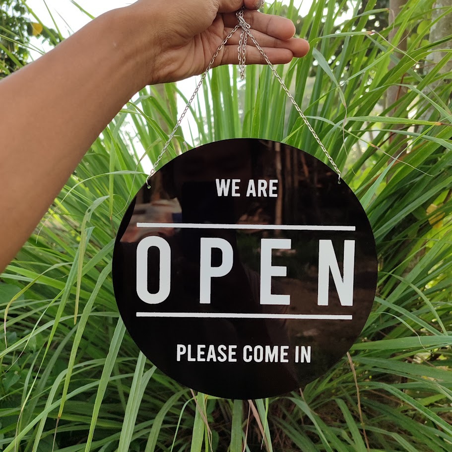 Jual OPEN CLOSE SIGN BOARD BULAT AKRILIK BOLAK BALIK | Acrylic Signage ...
