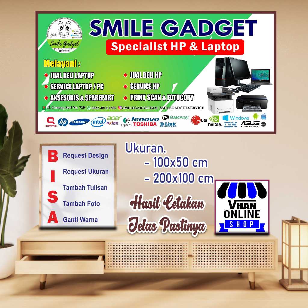 Jual Banner Spanduk Custom Service HP dan Service Laptop bb | Shopee ...