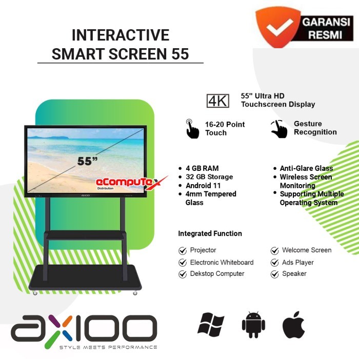 Jual AXIOO INTERACTIVE SMART SCREEN 55" INCH SMART BOARD GEN 2 ...