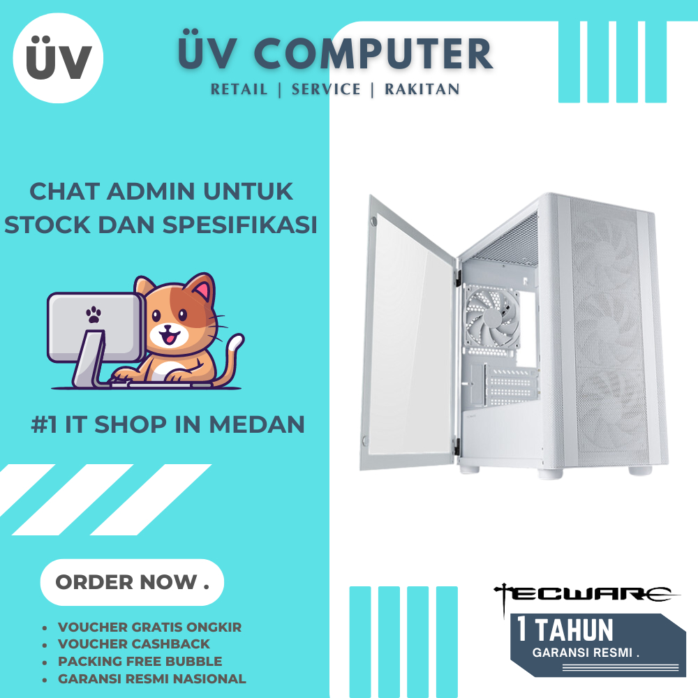 Jual Casing PC Komputer Tecware Flatline MKII 2 | Mini Tower | Micro M-ATX Case | 4 Fan White ...