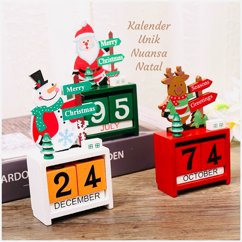 Jual MOTIF NATAL Kalender Unik Nuansa Natal bahan kayu tanpa batas kado ...
