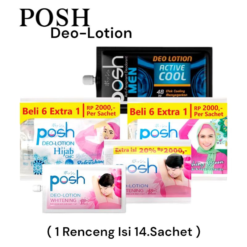 Jual Posh Deo Lotion Sachet 12 Extra 2 Pcs X 9g All Varian - Lusinan ...