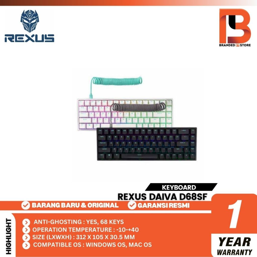 Jual Rexus Keyboard Gaming Mechanical Daiva RX-D68SF / D68SF | Shopee ...
