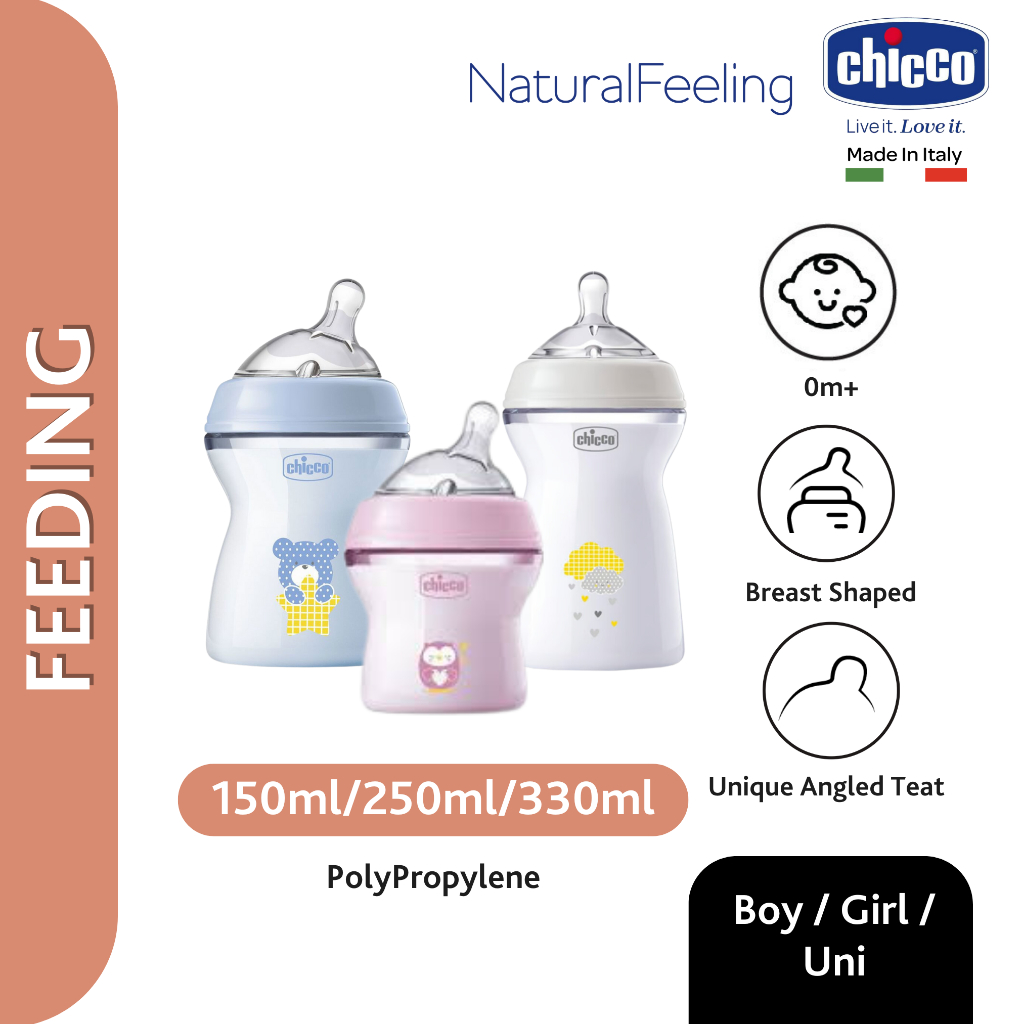 Jual CHICCO Nursing Feeding Bottle Natural Feeling PP 150ml 250ml 330ml ...