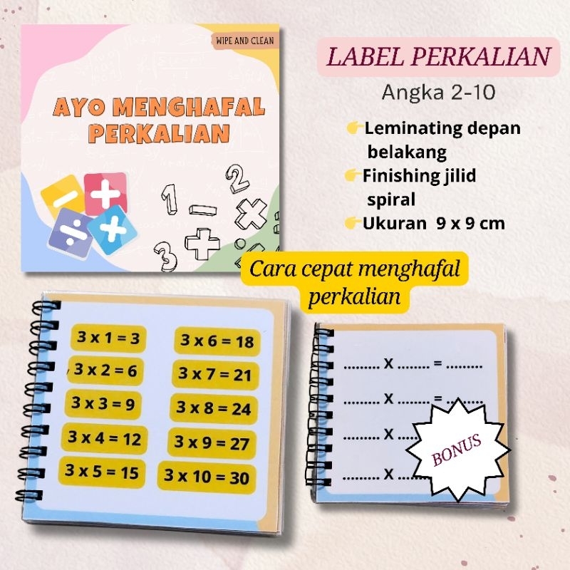 Jual FLASH CARD PERKALIAN CARA MUDAH MENGHAFAL PERKALIAN, LAMINATING ...