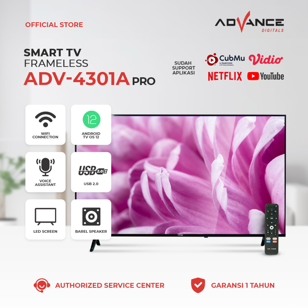 Jual [FREE PACKING KAYU] Advance ADV-4301A PRO Smart Televisi Frameless ...
