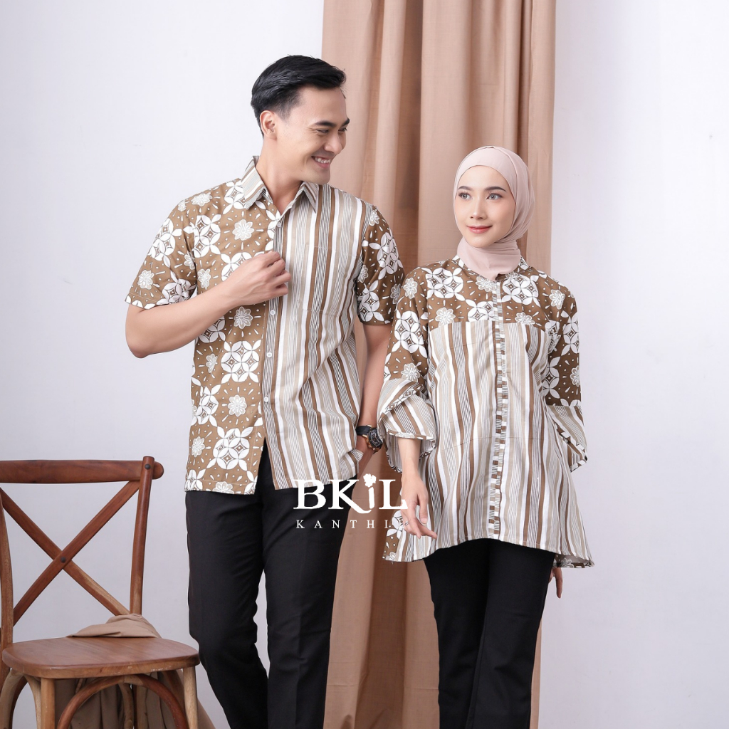 Jual KANTHIL Baju Batik Couple Wanita Atasan Seragam Batik Kantor Lurik ...