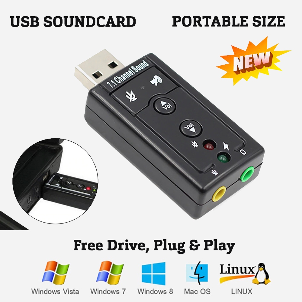 Jual USB Sound Card Adapter USB 7.1 Channel External Soundcard Mic Speaker Audio Headset ...