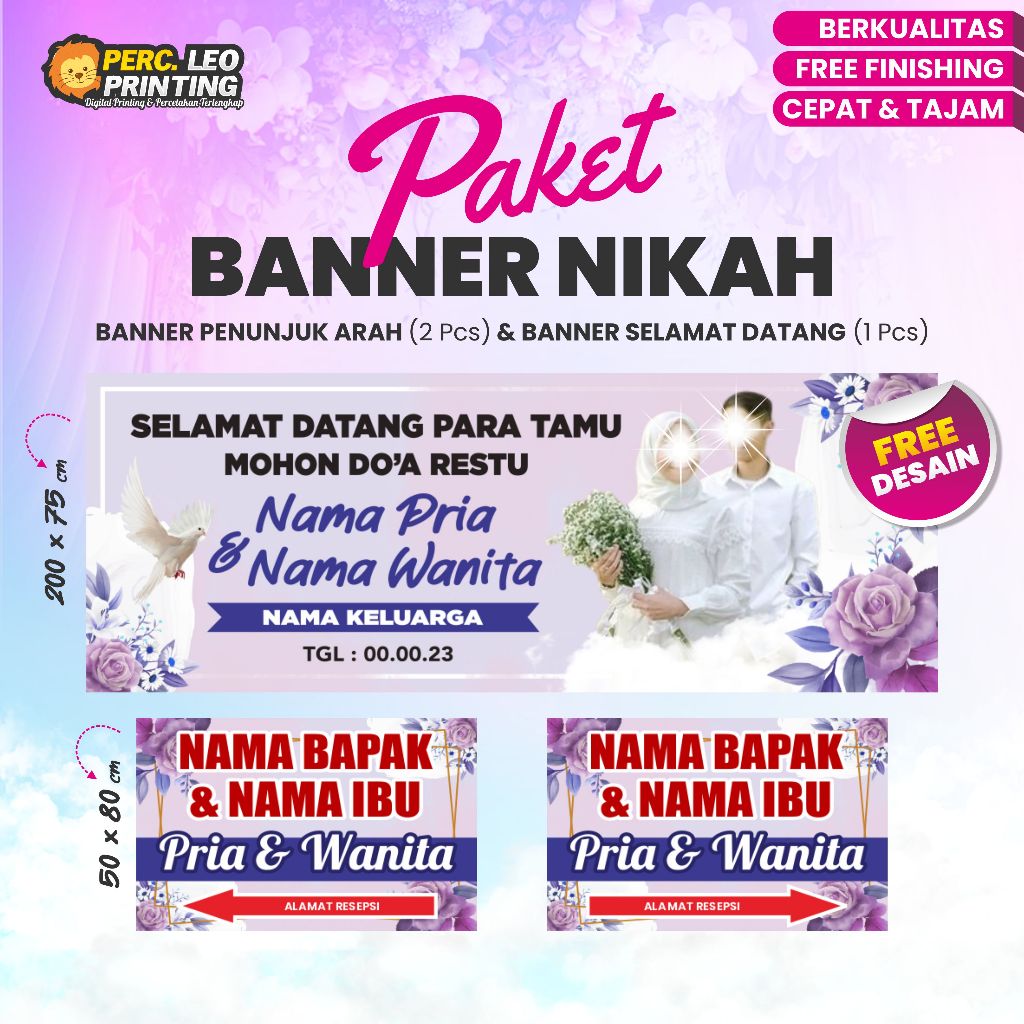 Jual Spanduk banner PAKET NIKAH 3 PCS SELAMAT DATANG, BANNER PENUNJUK ...