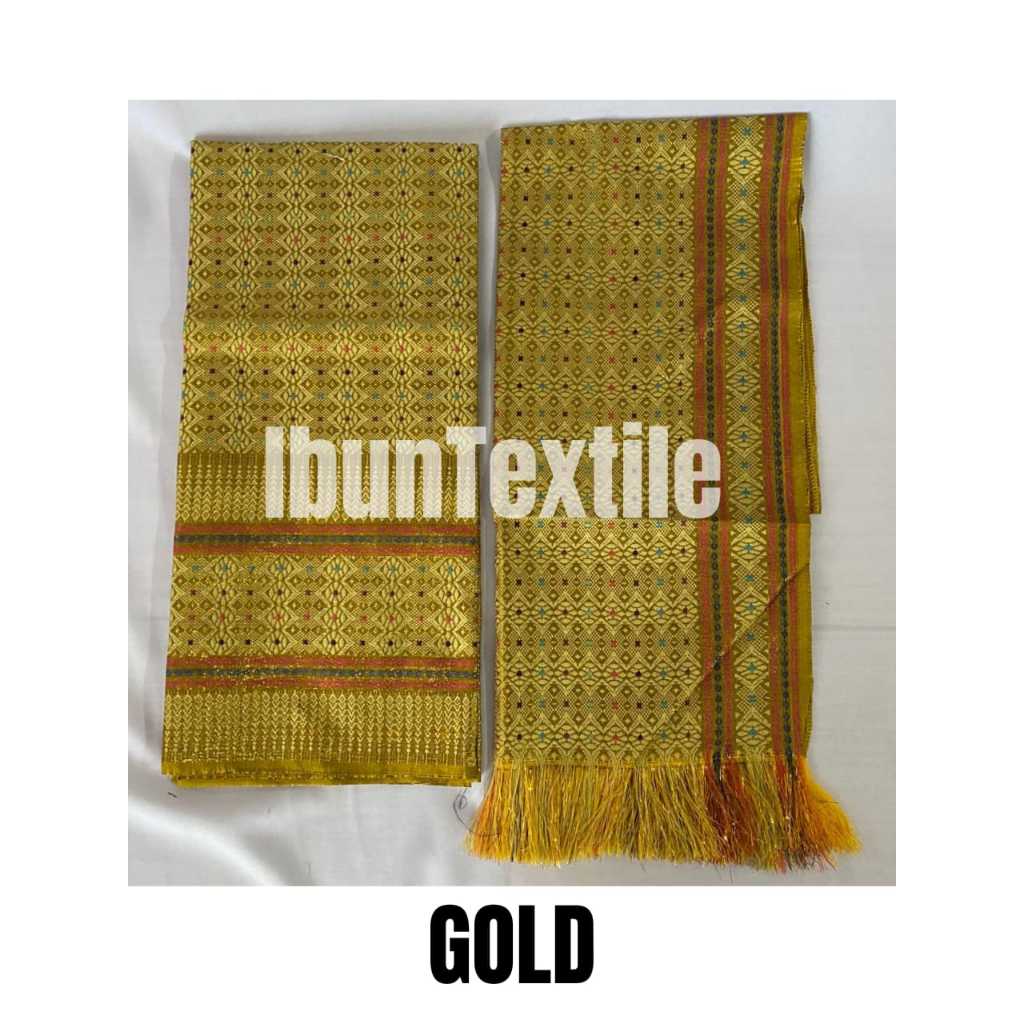Jual Terlaris Set Kain songket dan Selendang Motif palembang Kuning ...