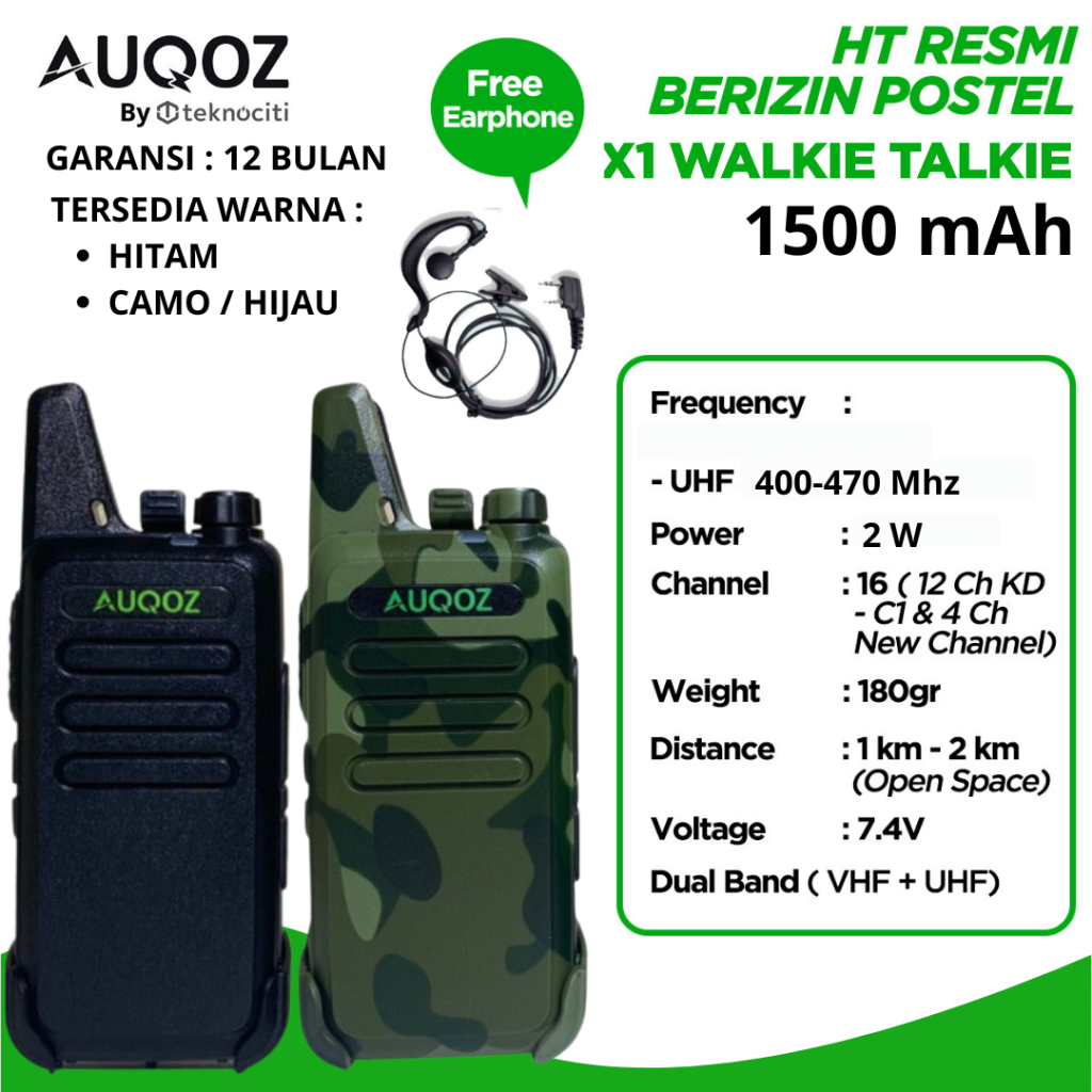 Jual AUQOZ X1 Walkie Talkie 1 Pcs - HT Alt 888s Wln Wlan KDC1 Scom SH10 ...